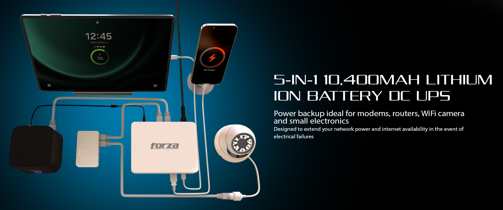 35W Lithium PoE UPS & USB-C power bank, 5/9/12/15/24VDC outputs| ForzaUPS