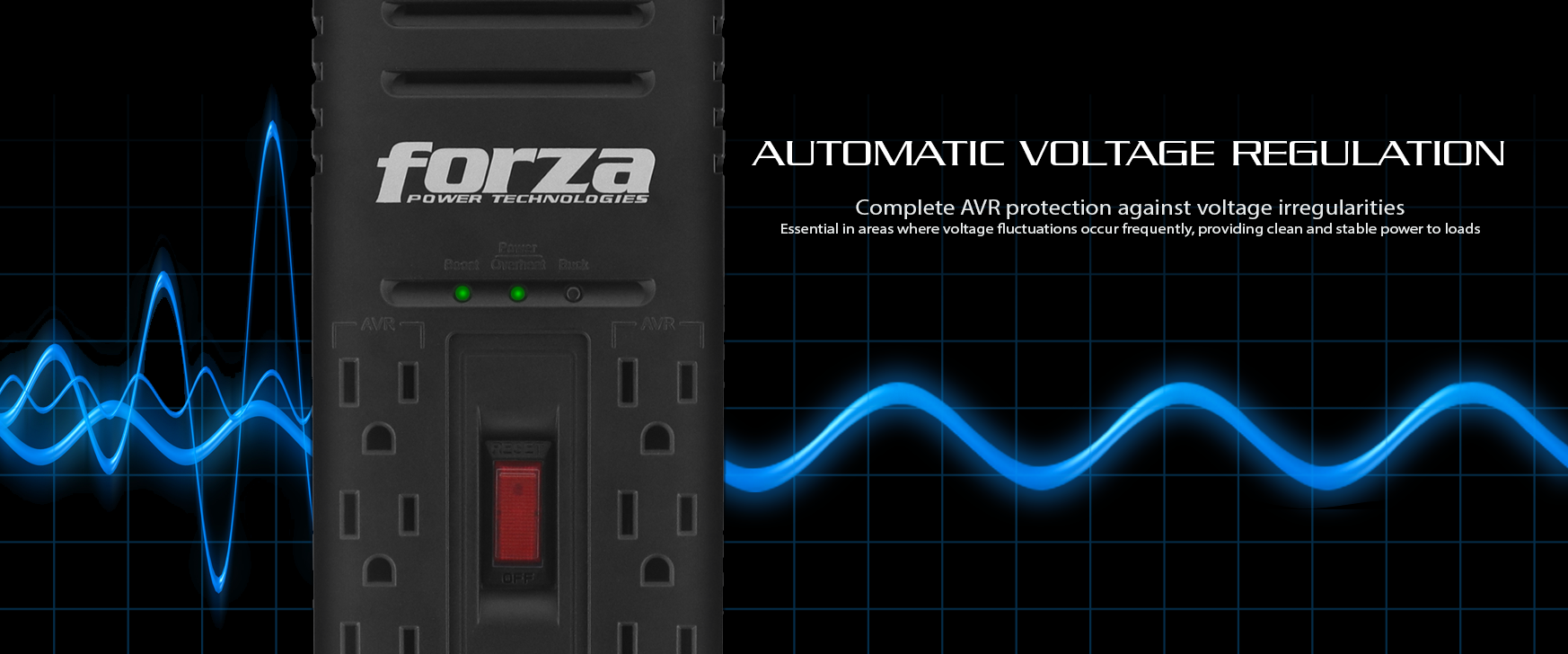 Automatic Voltage Regulator 2200VA/1100W, 8 out, RJ11-120V